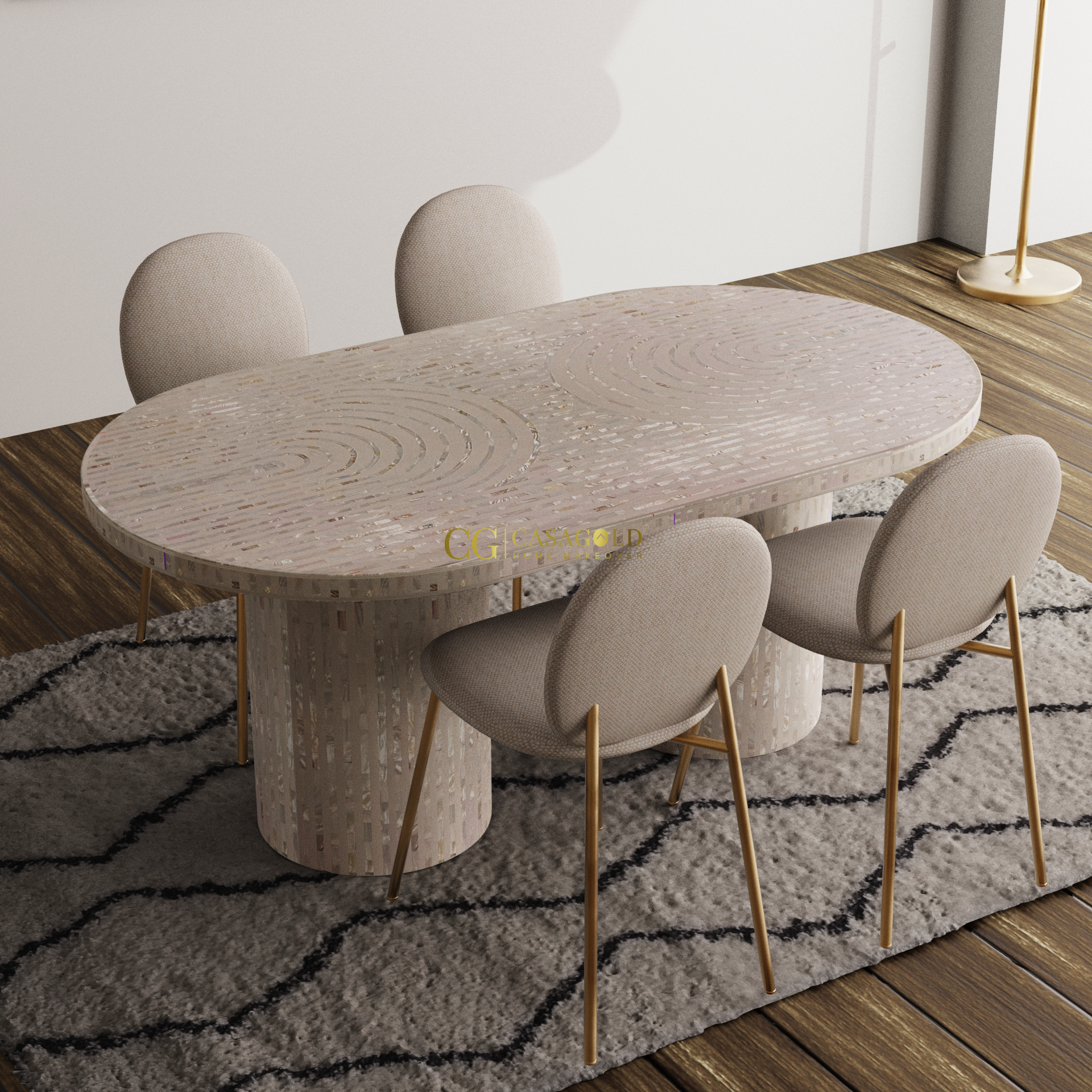 Pearlescent Mirage Inlay Dining Table