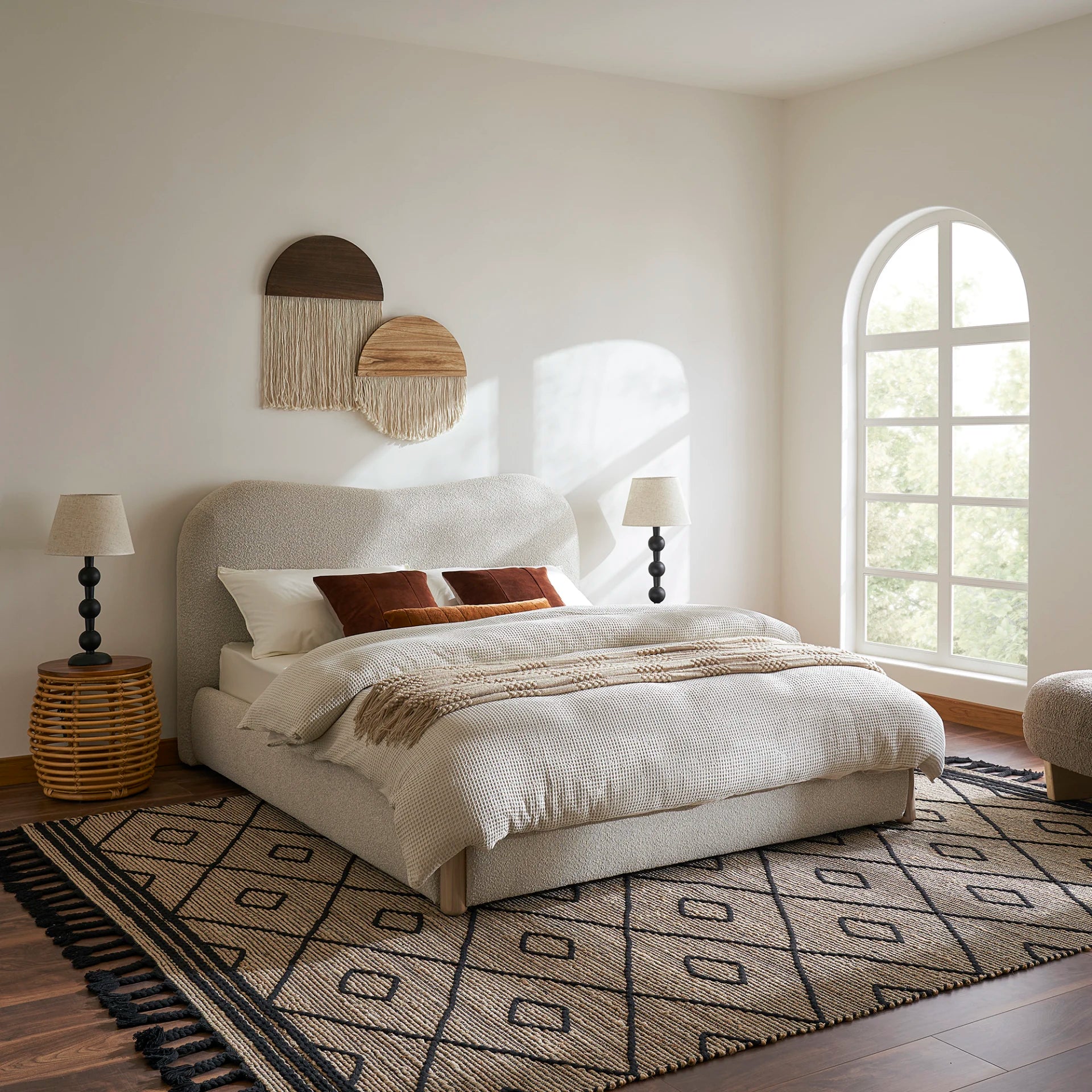 Rochelle Upholstered Bouclé Bed