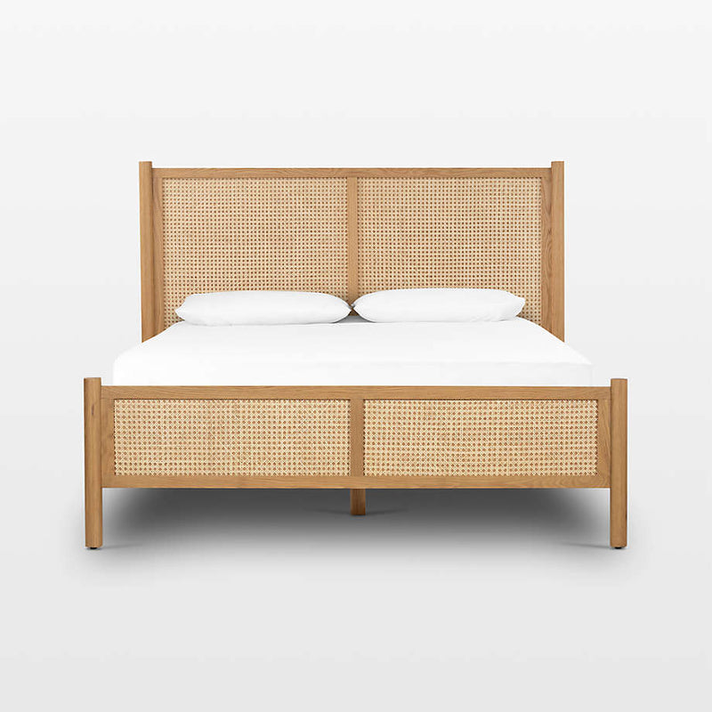 Libra Teak Wood Rattan Bed