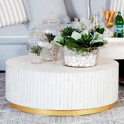 Makayla Inlay Coffee table- White – CasaGold