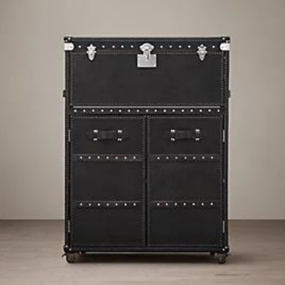 Genuine Leather Bar Cabinet